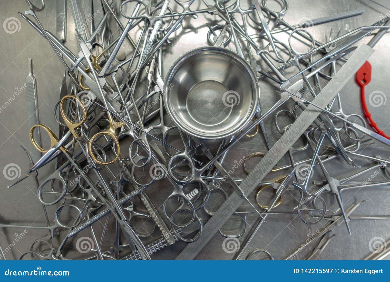 Various Unsorted Surgical Instruments in a Hospital Stock Image - Image ...