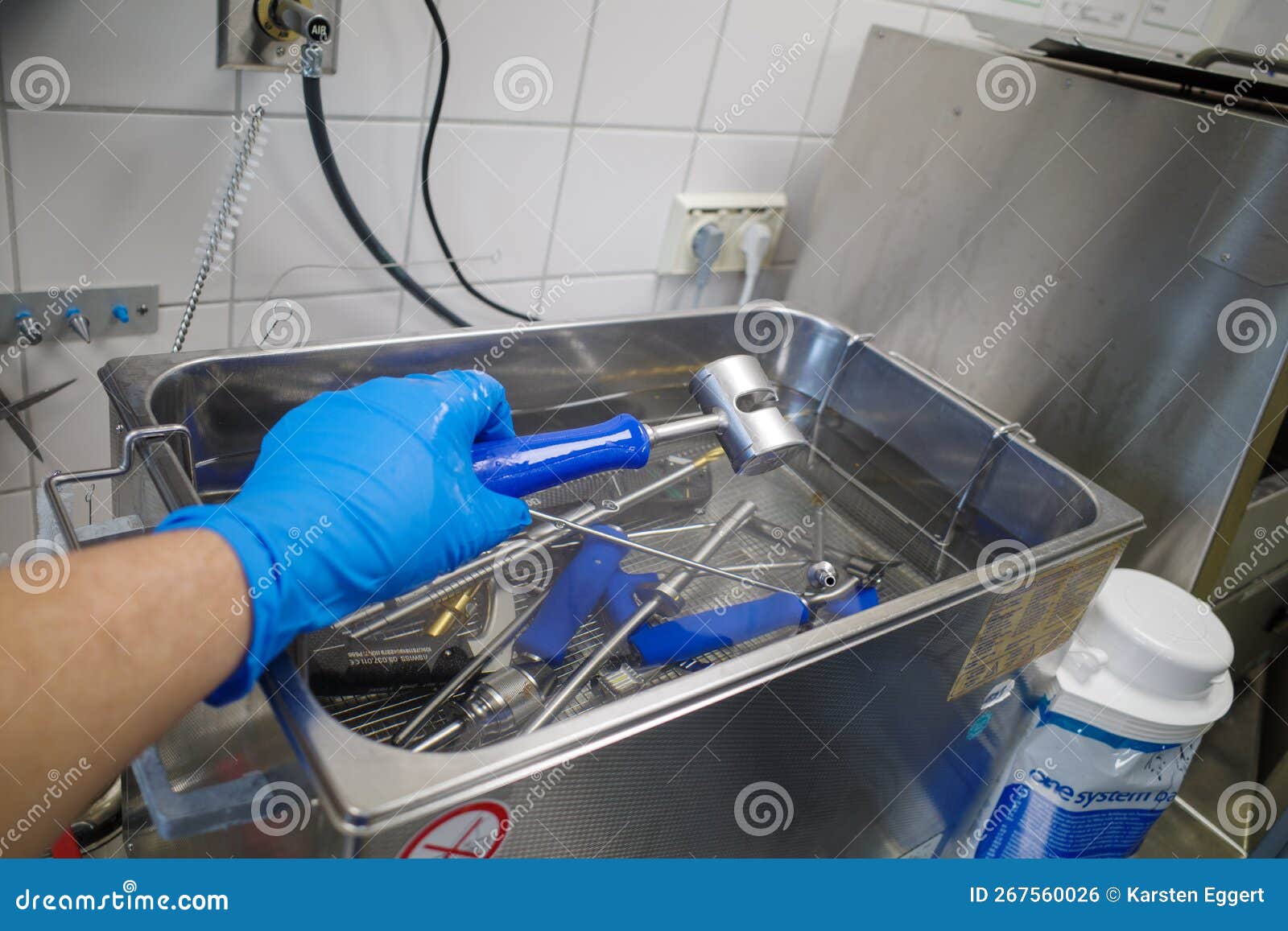 Various Surgical Instruments are Cleaned in an Ultrasonic Bath Stock ...