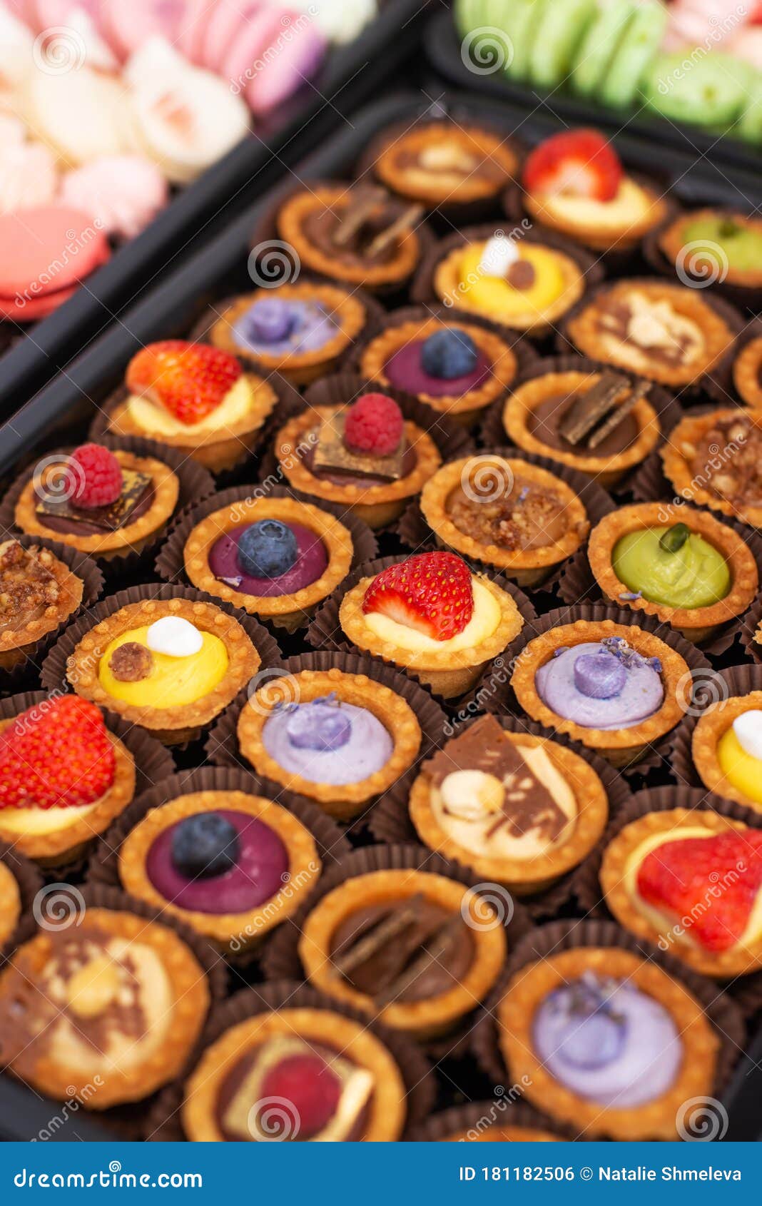 Various sweet cakes stock photo. Image of cookie, fresh - 181182506