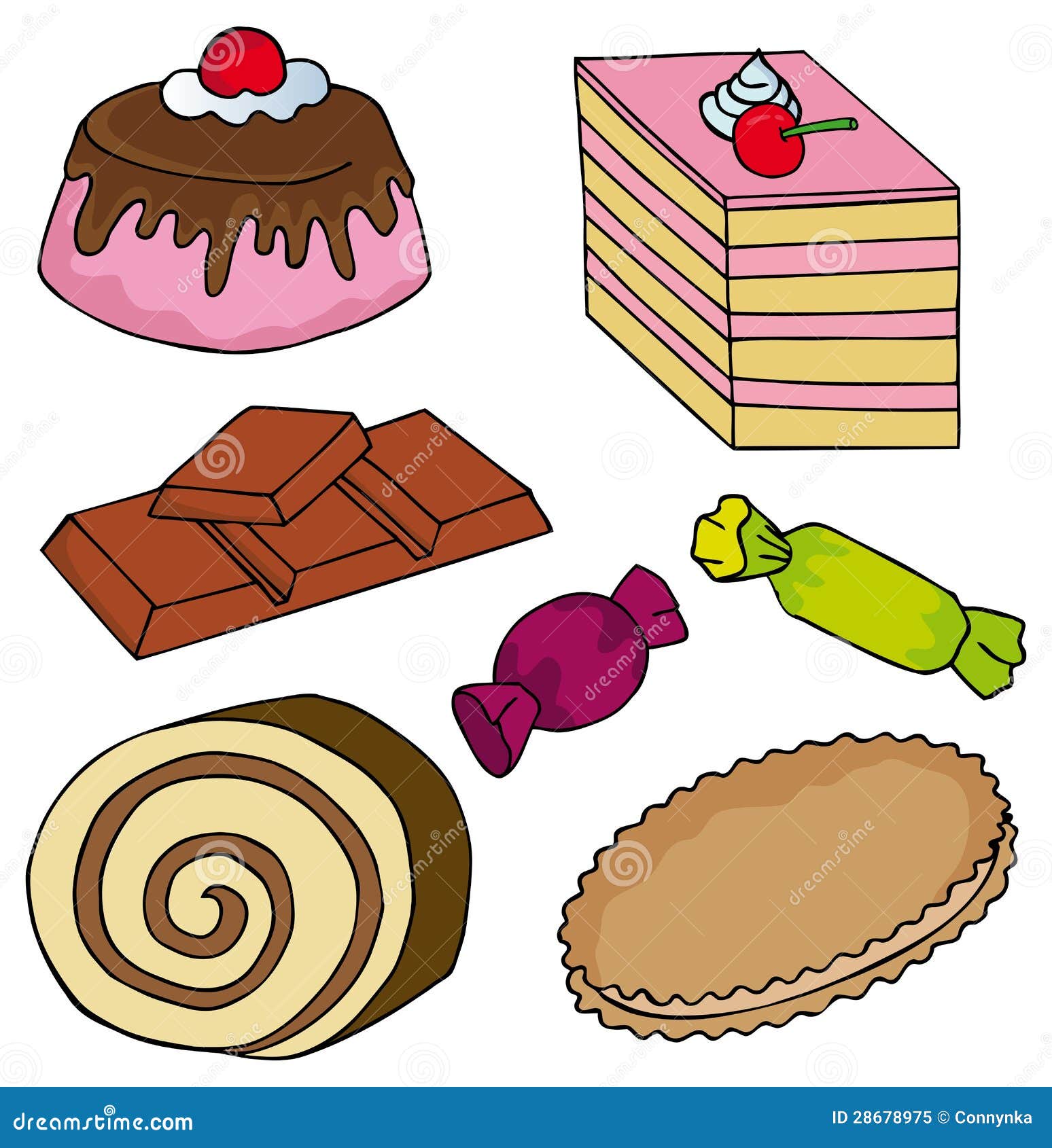 Sweet Collection Clipart Sticker Of Watercolour Cakes Vector ...
