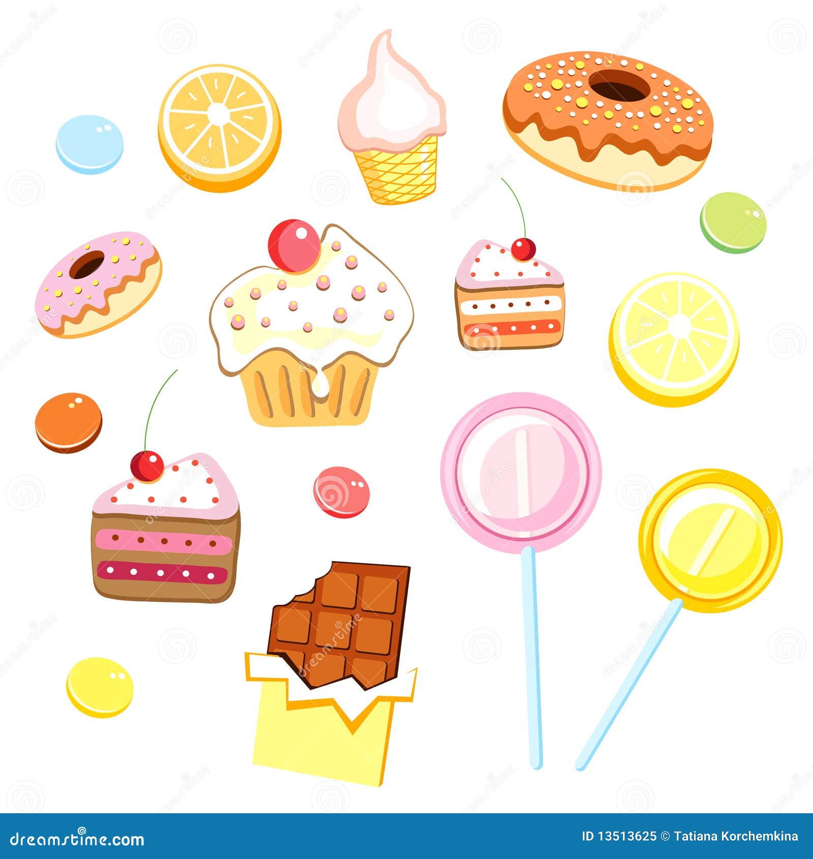 Various sweets stock vector. Illustration of sugar, cakes - 13513625