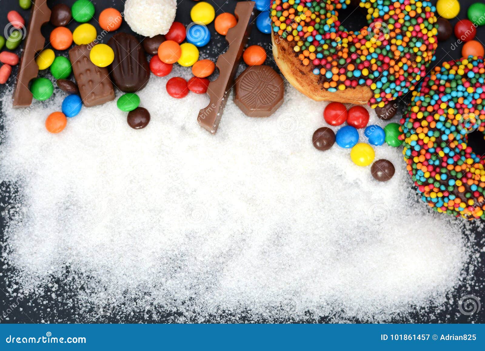 Various Sweets and Sugar Powder As Background Stock Image - Image of ...