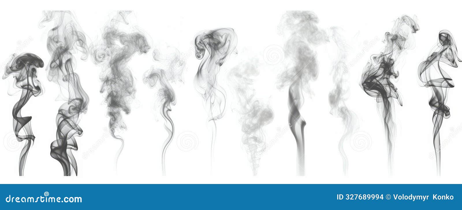 Various Swirling Smoke Patterns on a White Background Stock Photo ...