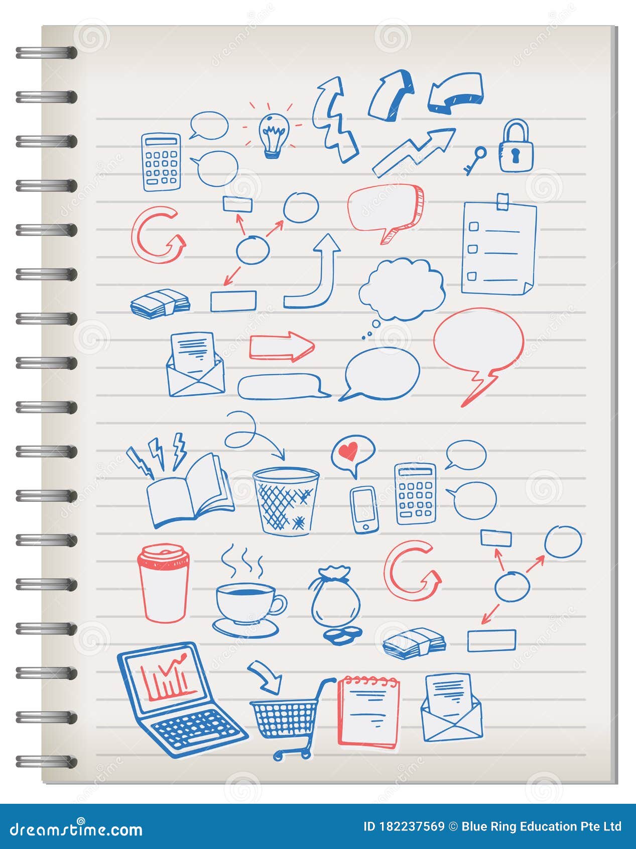 Various Symbol on the Notebook Stock Vector - Illustration of sketch ...