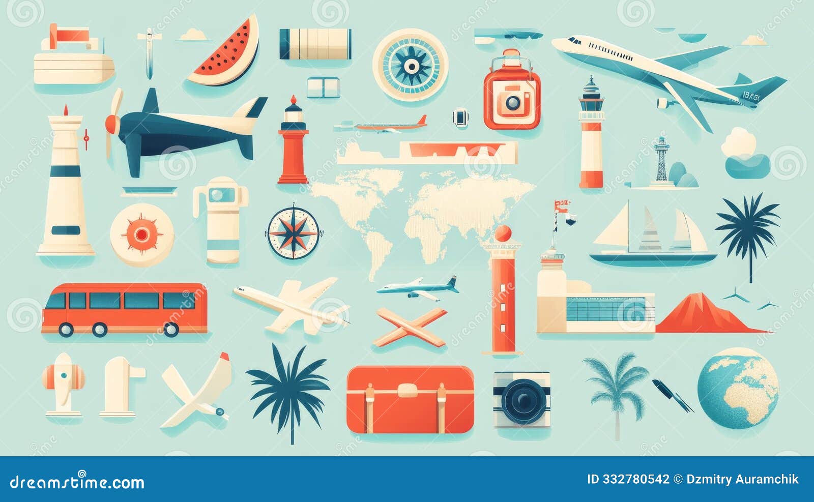 Various Symbols Associated with Travel and Exploration are Presented in ...