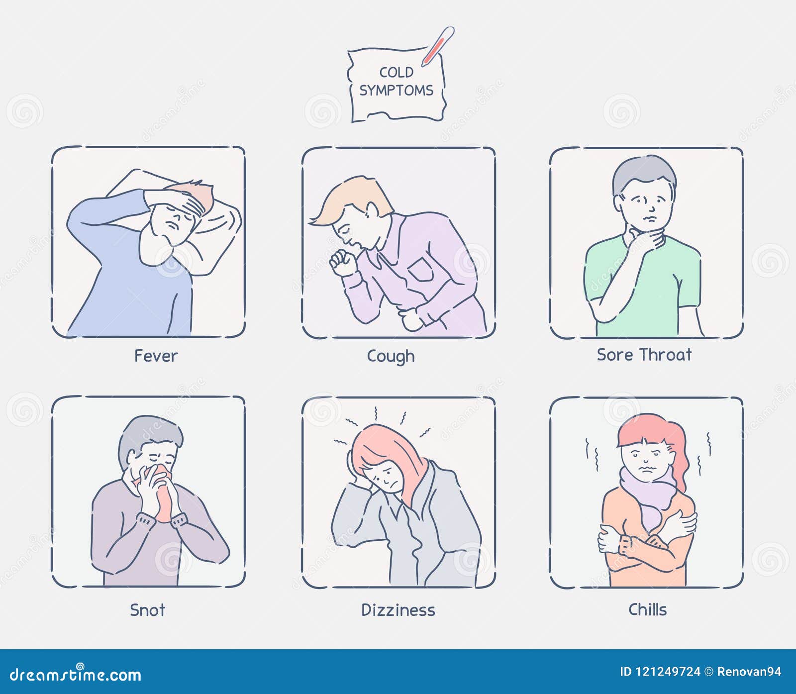 Various Symptoms of People Suffering from Colds. Stock Illustration ...