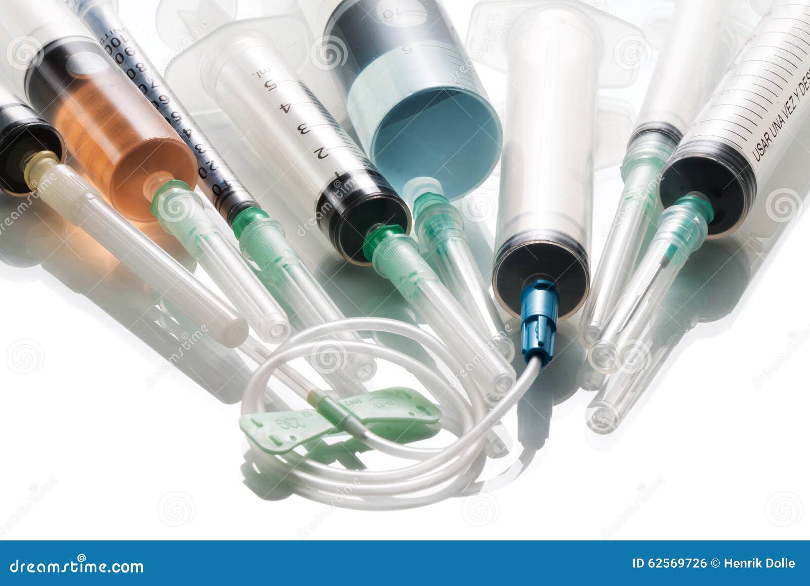 Various Syringes Filled with Colored Liquids Stock Photo - Image of ...