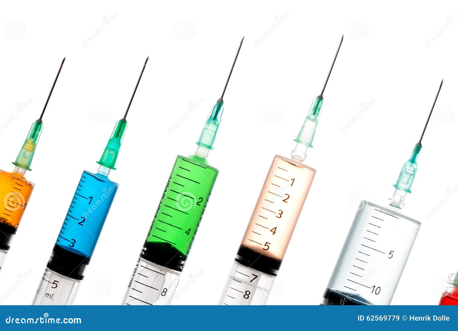 Various Syringes Filled with Colored Liquids Stock Image - Image of ...