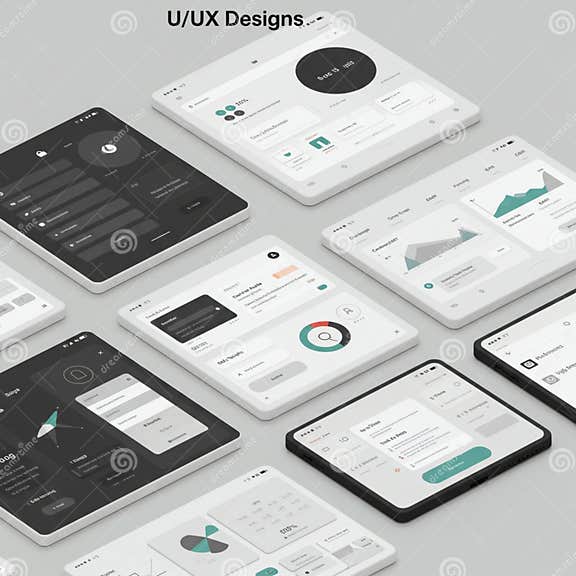 Various Tablet Screens Displaying User Interface Designs Feature ...