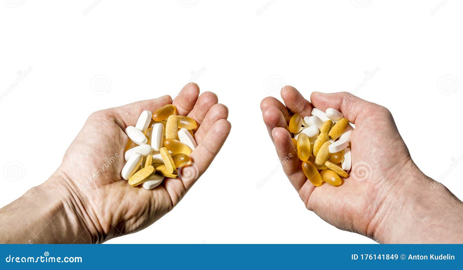 Various Tablets and Capsules are Placed on the Palm of Your Hand Stock ...