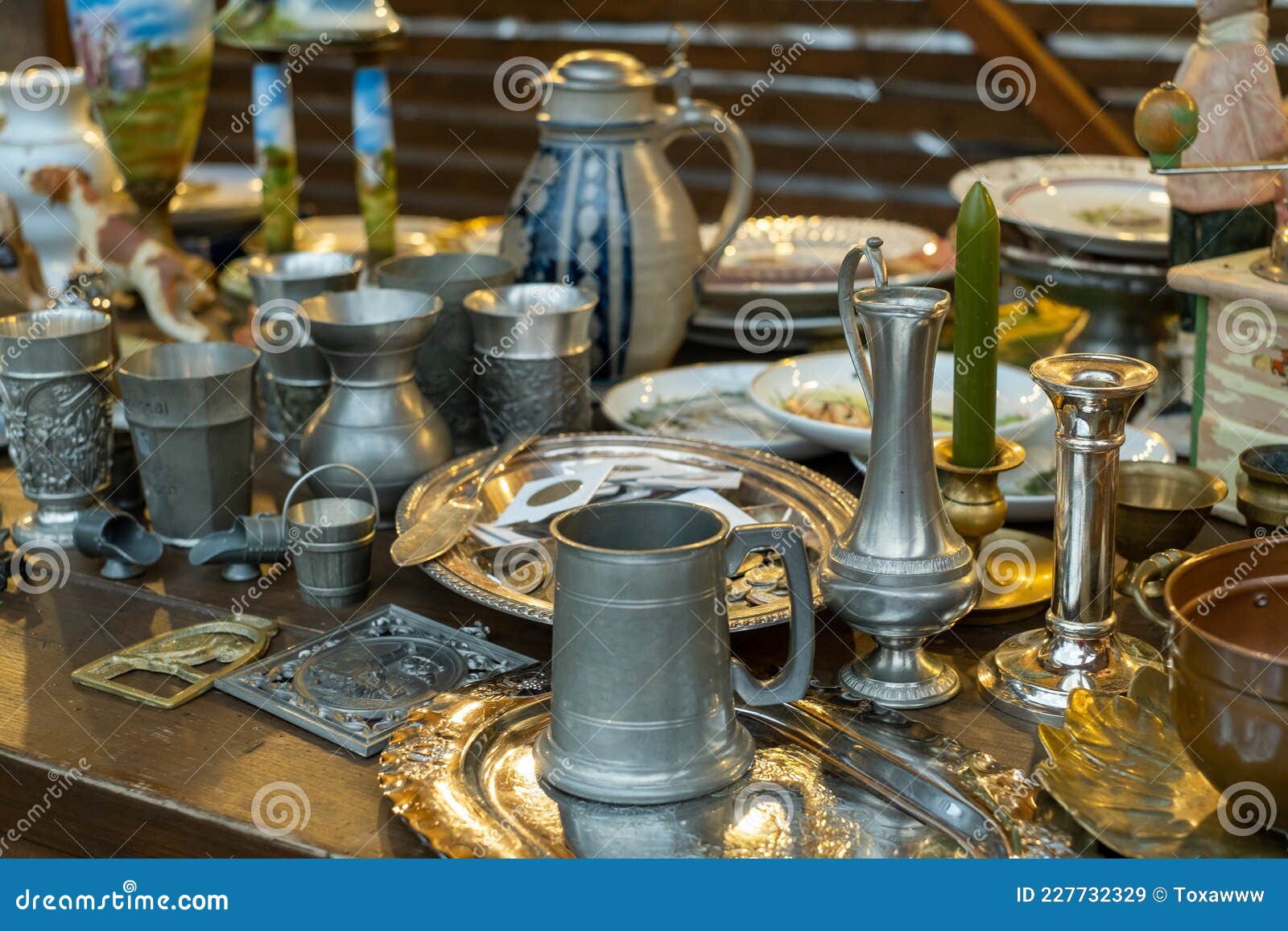 Various Tableware on Counter at Souvenir Bazaar Stock Image - Image of ...