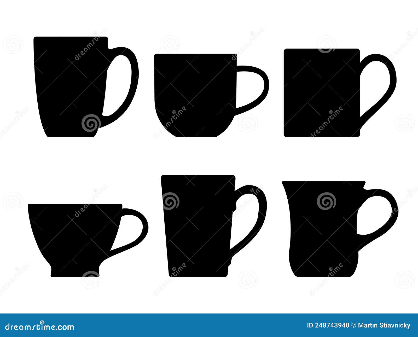 Various Tea Mugs. Vector Illustration. Stock Vector - Illustration of ...