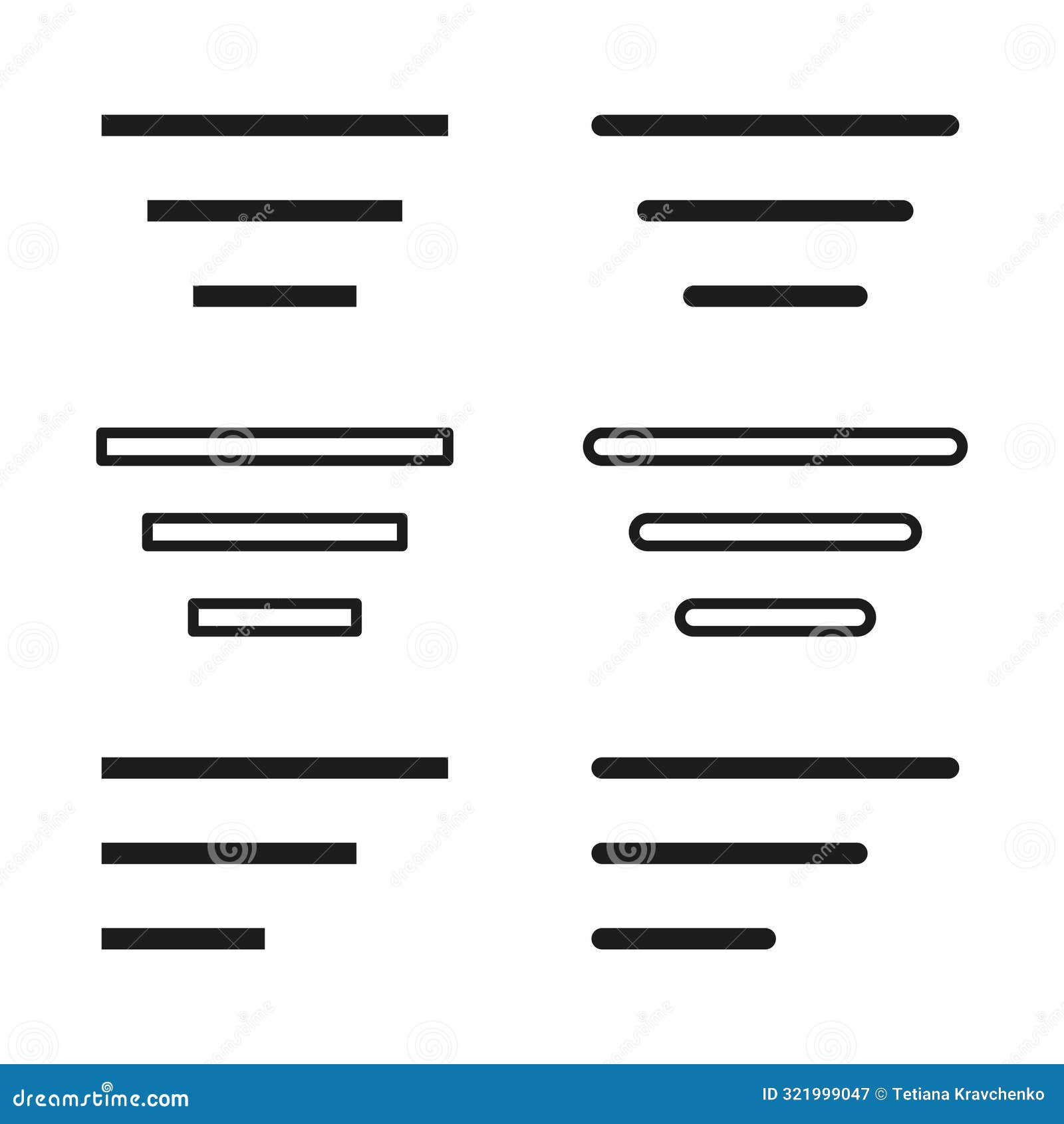 Various Text Underline Styles. Black and White Vector. Simple Line ...