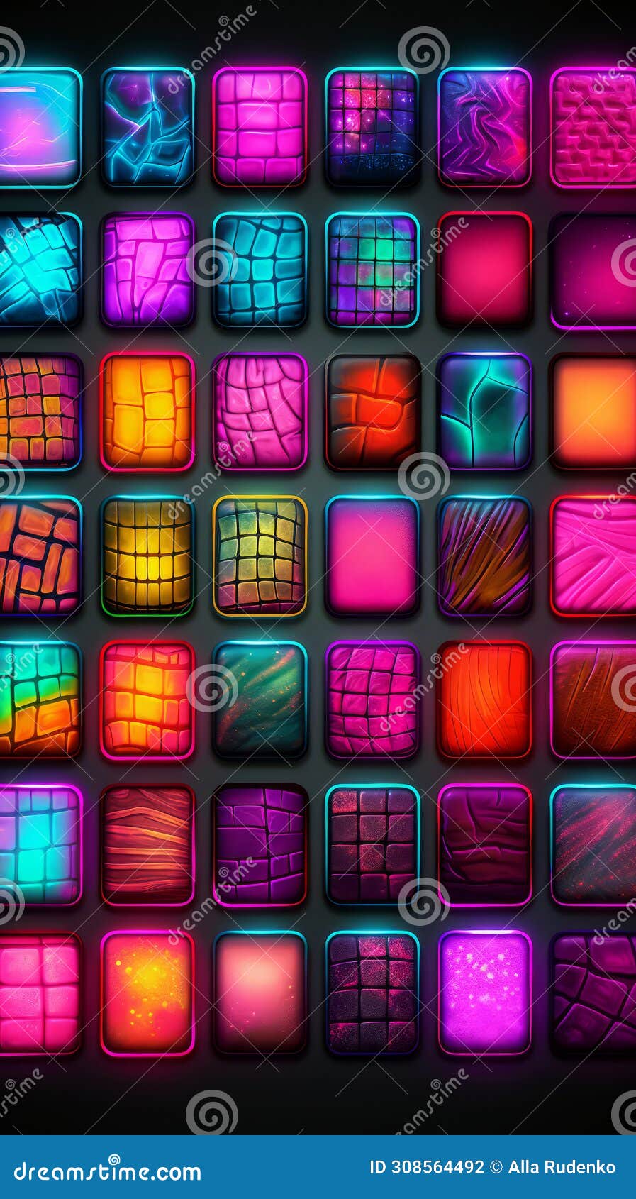 Various Texture Samples in Neon Colors. Multi-colored Button Tiles ...