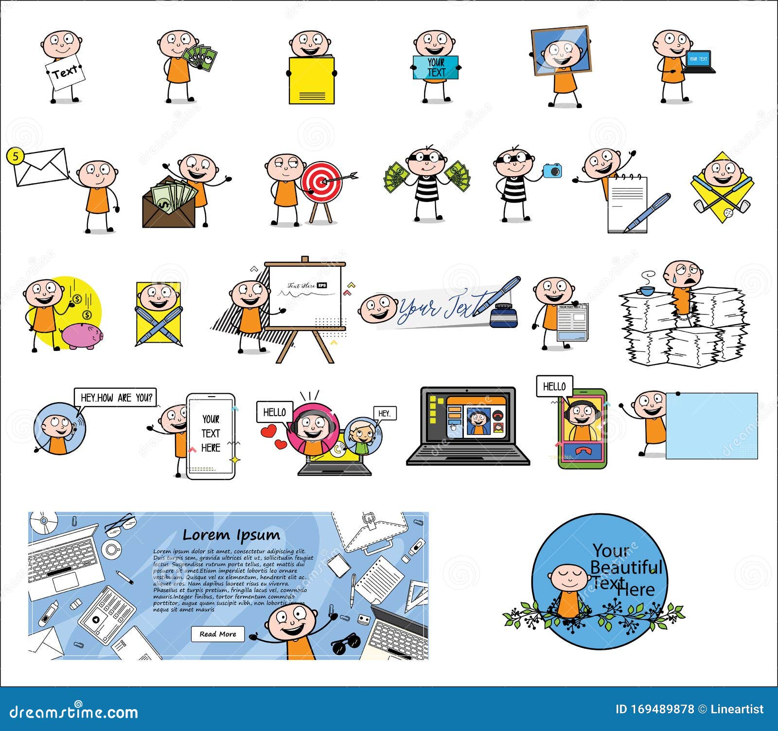 Various Thief - Set of Cartoon Concepts Vector Illustrations Stock ...