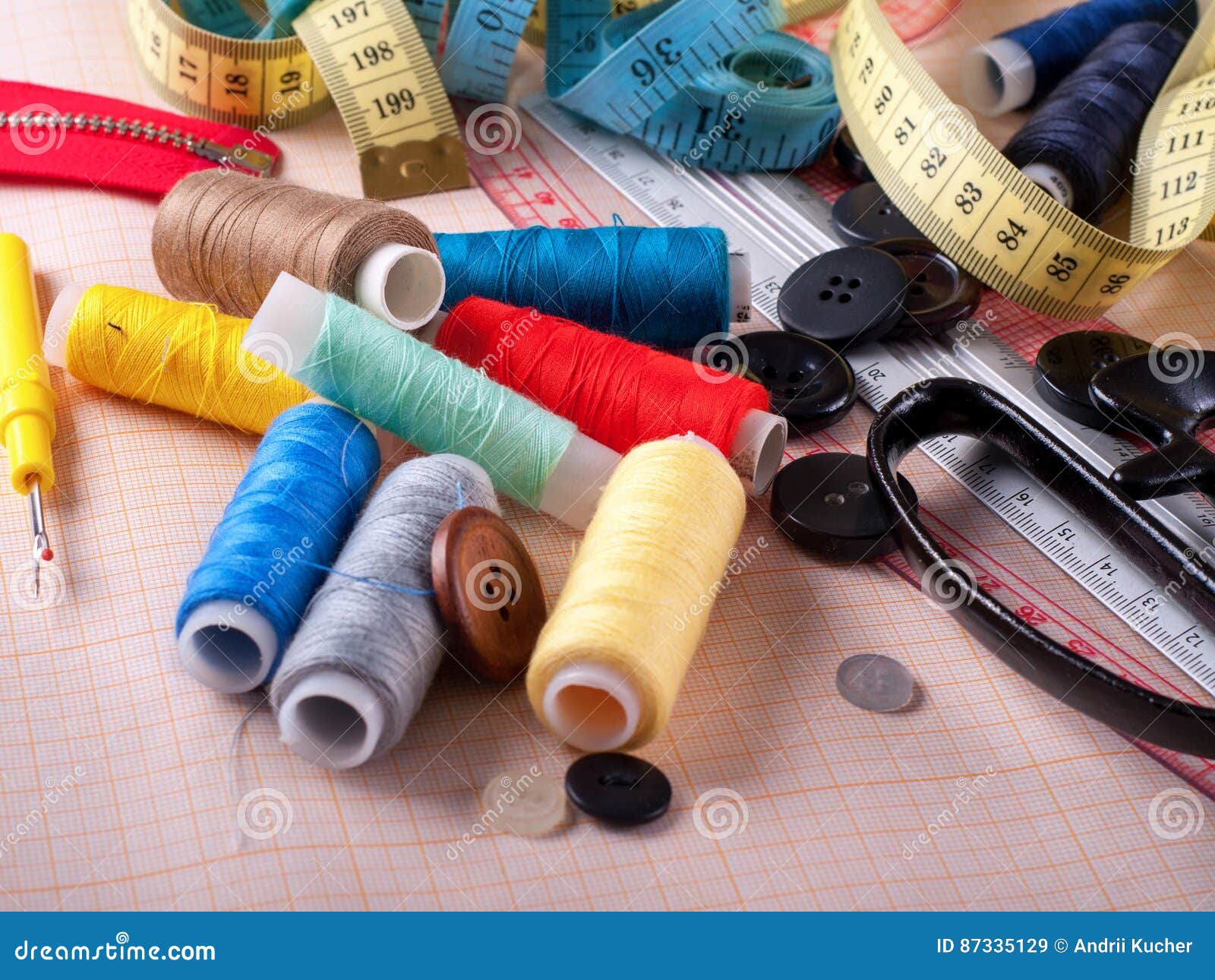 Various Threads on Tracing Paper Closeup, Copy Space. Stock Image ...