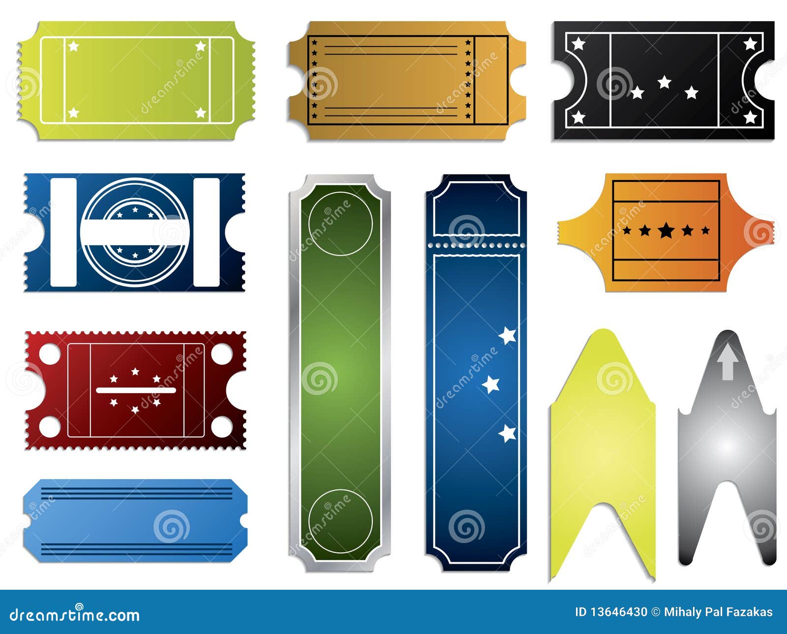 Various ticket set stock vector. Illustration of isolated - 13646430