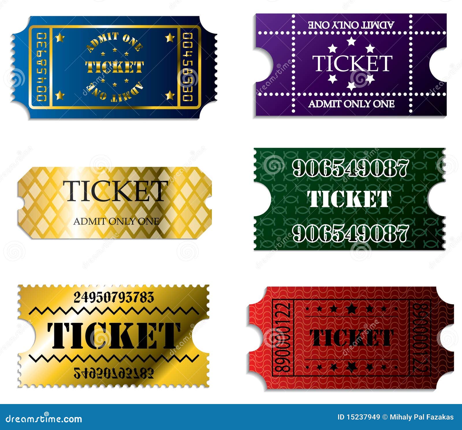 Various ticket set stock vector. Illustration of play - 15237949