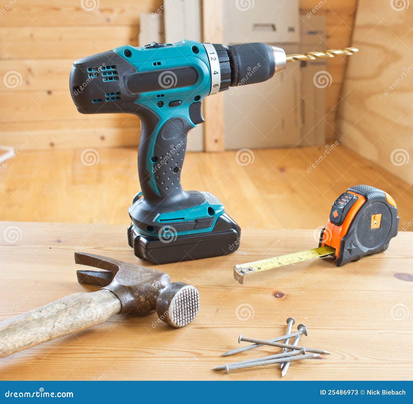 Various Tools Assorted on Table for Construction Stock Image - Image of ...