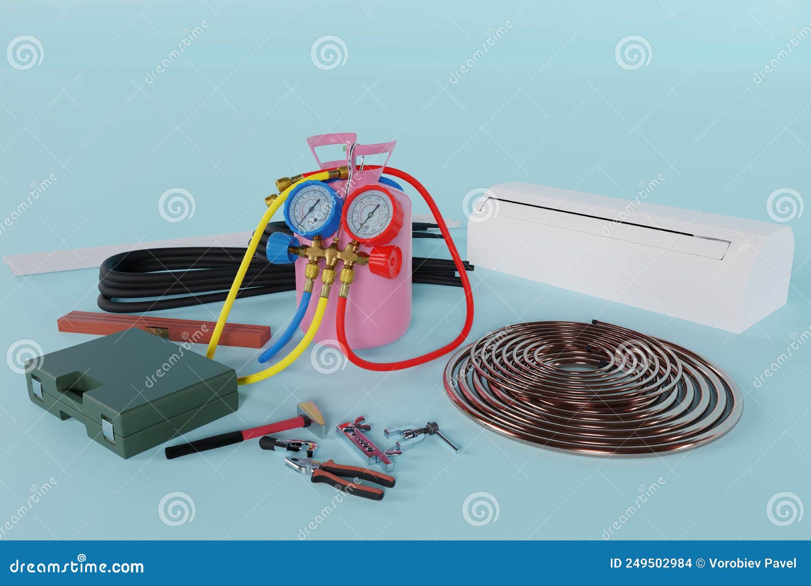 Preparation for Air Conditioning Installation 3d Stock Photo - Image of ...
