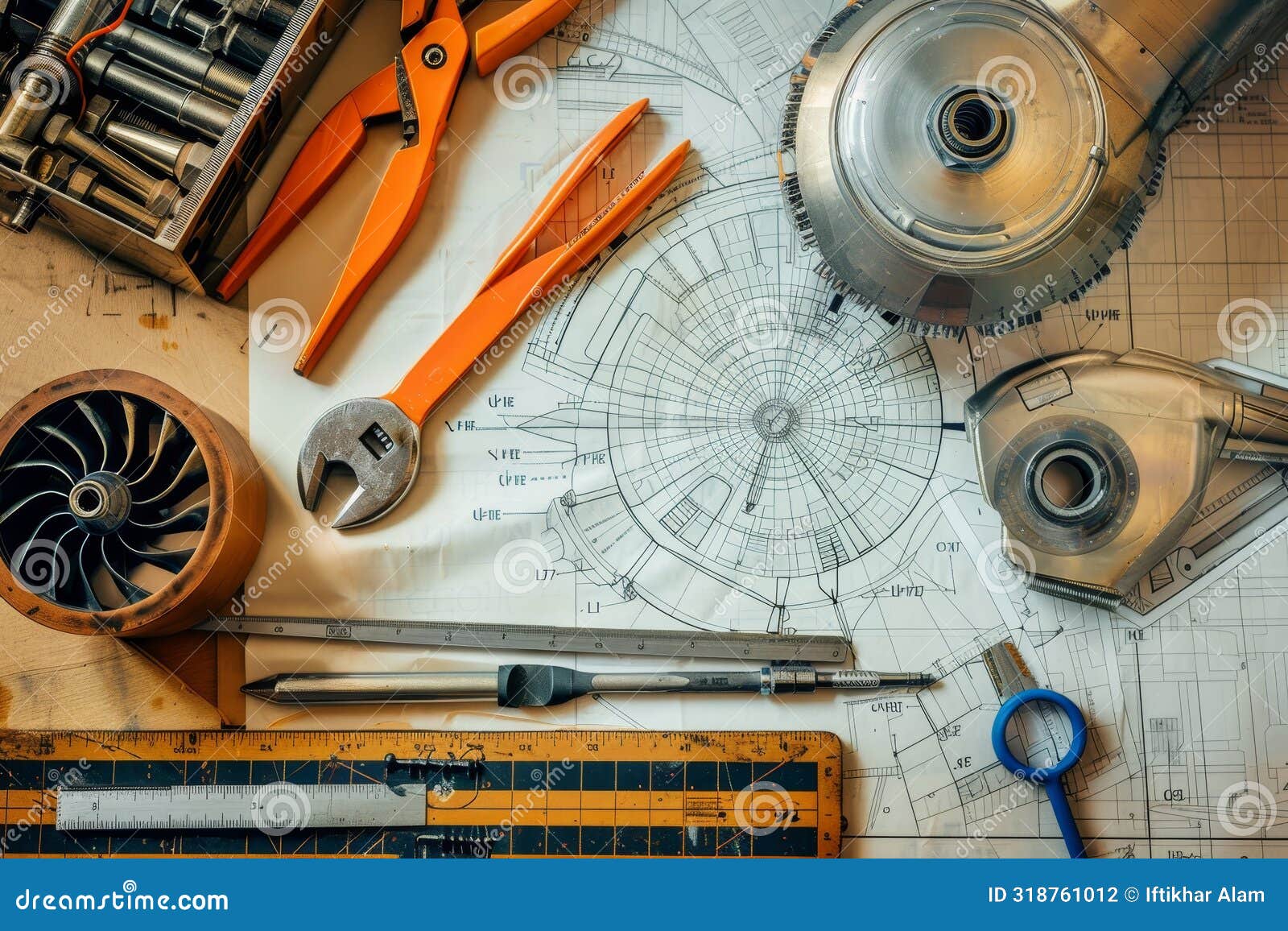 Various Tools Scattered on a Workbench in a Workshop Setting, an Array ...