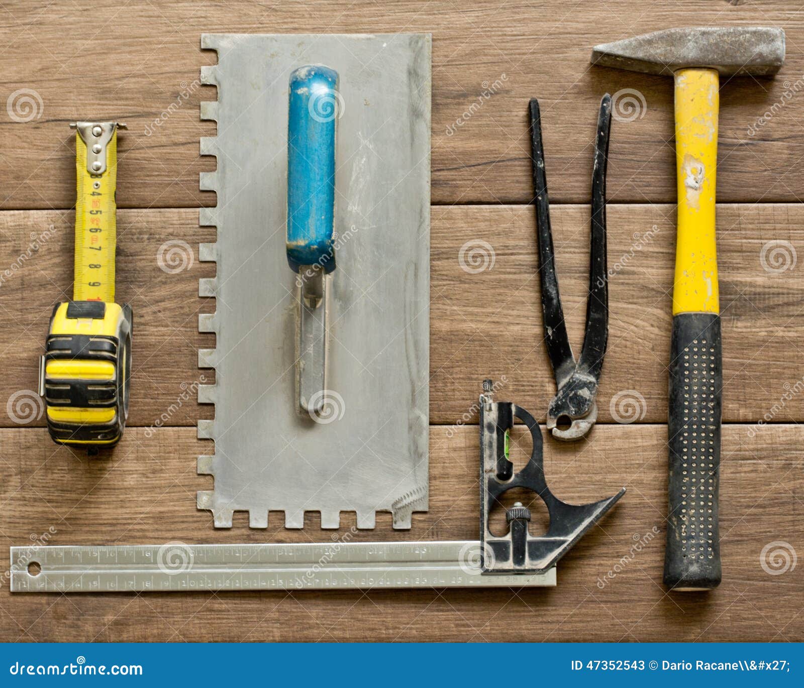 Various tools for tiling stock image. Image of interior - 47352543
