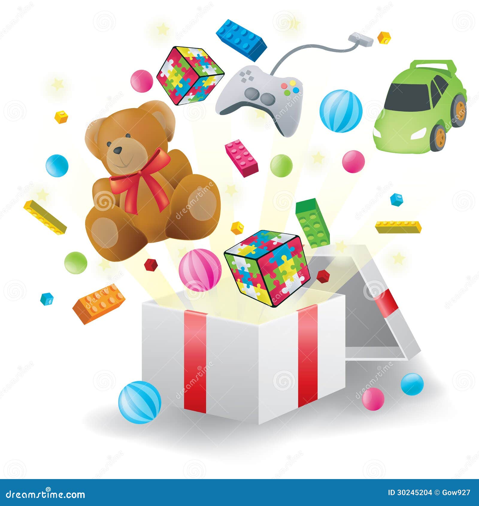 Toys Burst Box White Background Stock Illustrations – 3 Toys Burst Box ...