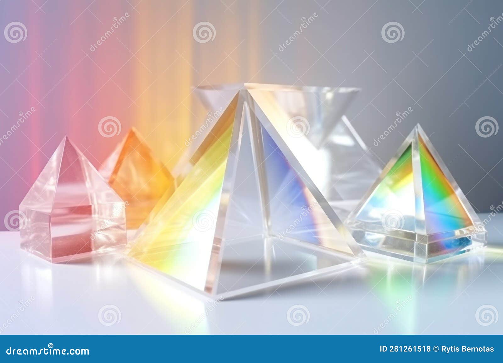 Various Transparent Glass Geometric Shapes with Light Diffraction of ...