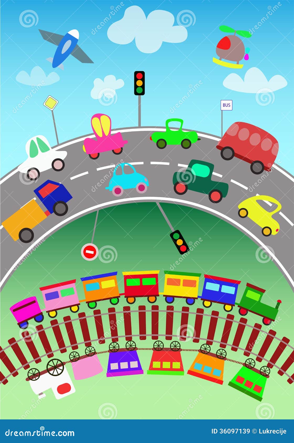 Various Transportation Objects and Toy Cars for C Stock Vector ...