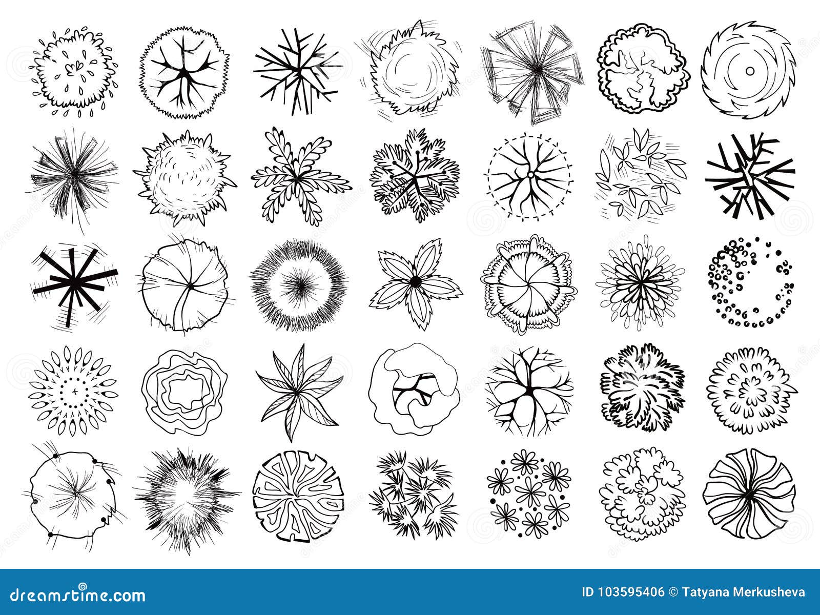 Various Trees, Bushes and Shrubs, Top View for Landscape Design Plan ...