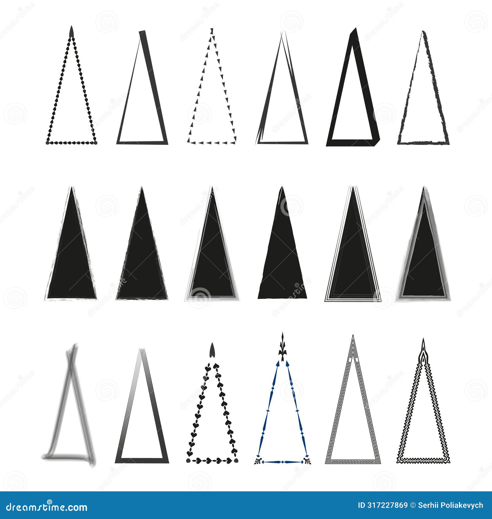 Various Triangle Borders Collection. Vector Black Triangles Set ...
