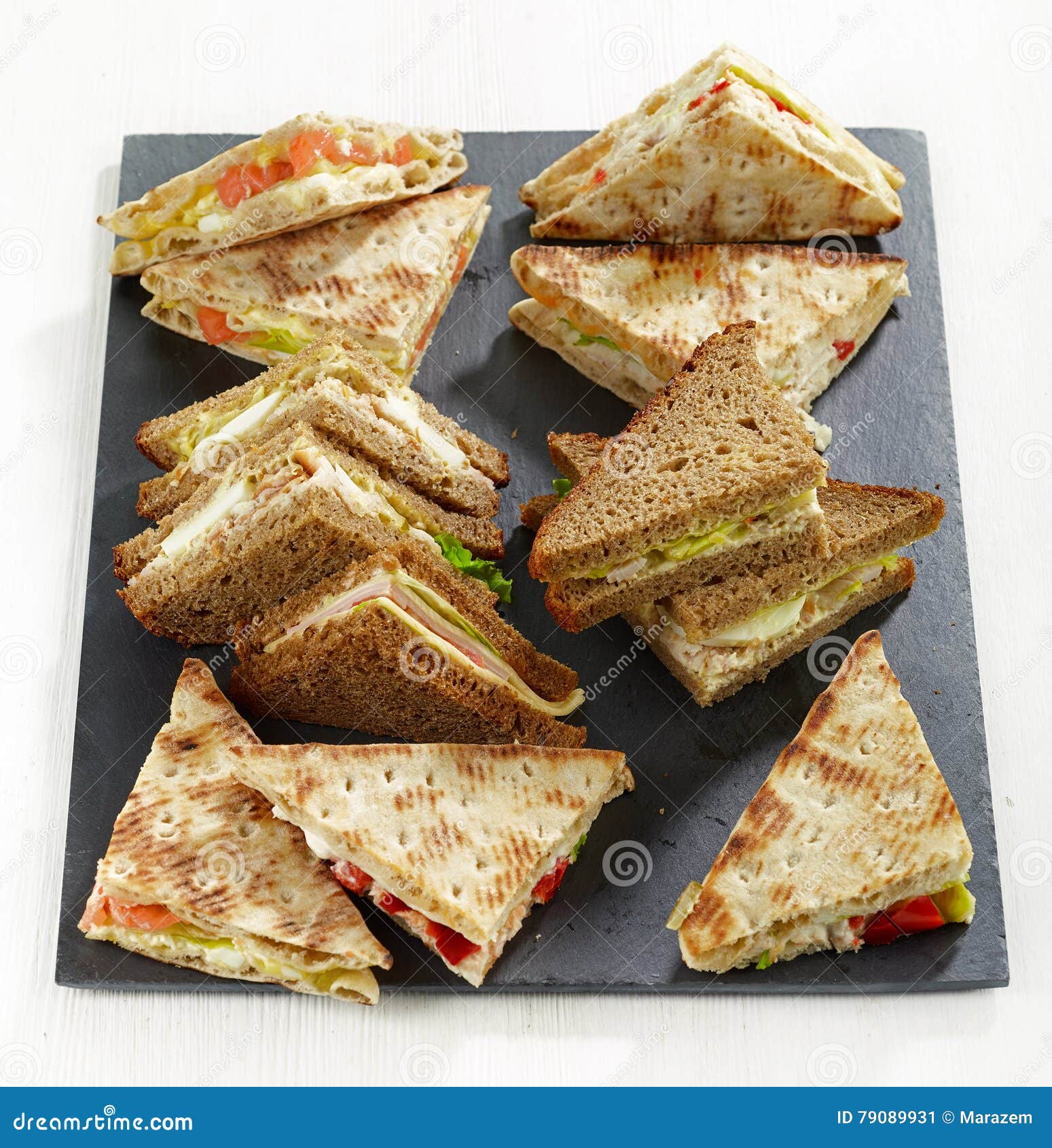 Various Triangle Sandwiches Stock Image - Image of slice, kitchen: 79089931