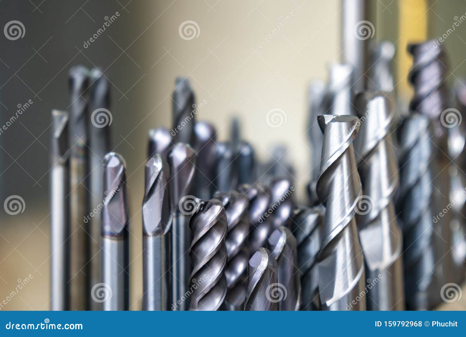 The Various Type Cutting Tools of CNC Machine on the Stock Shelf in the ...