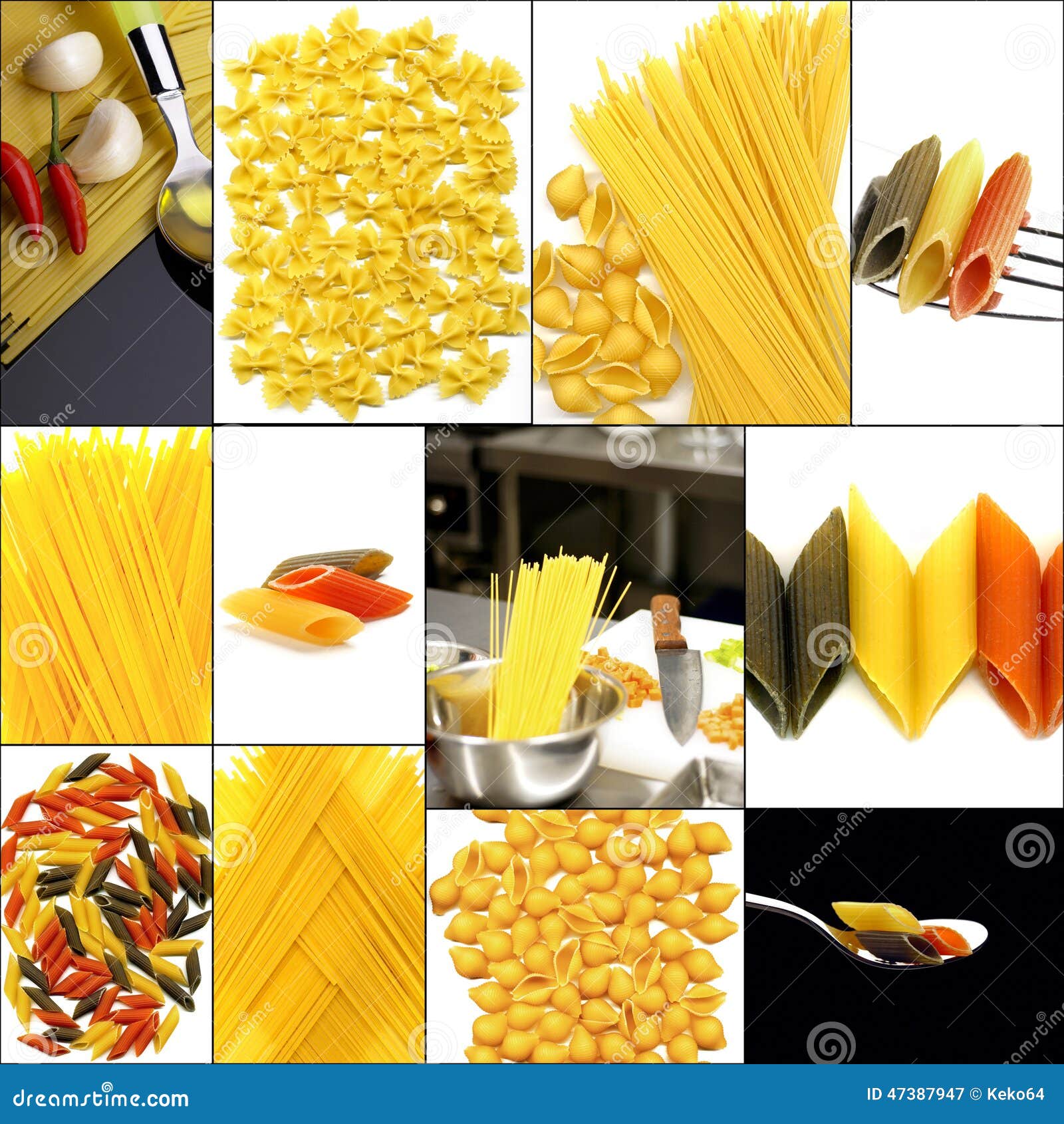 Various Type of Italian Pasta Collage Stock Image - Image of bunch ...