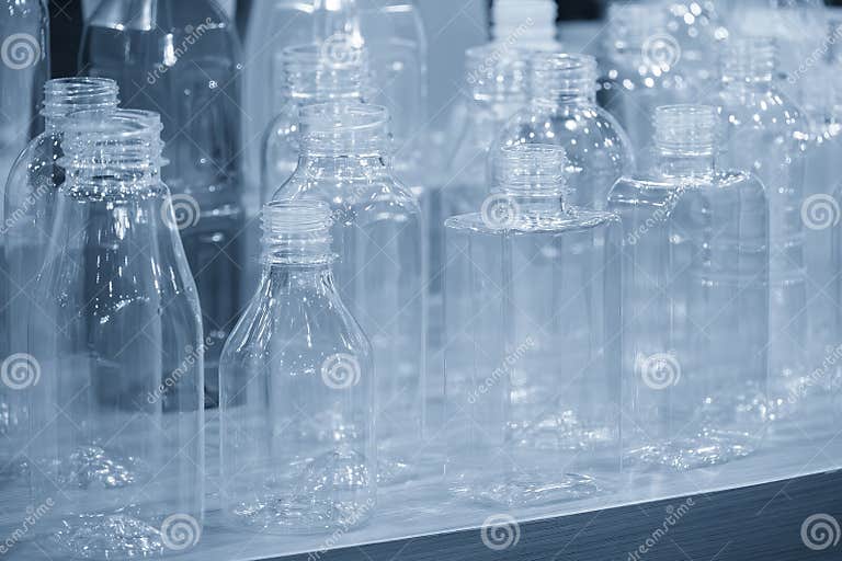 The Various Type of Plastic Bottles Container in the Light Blue Scene ...