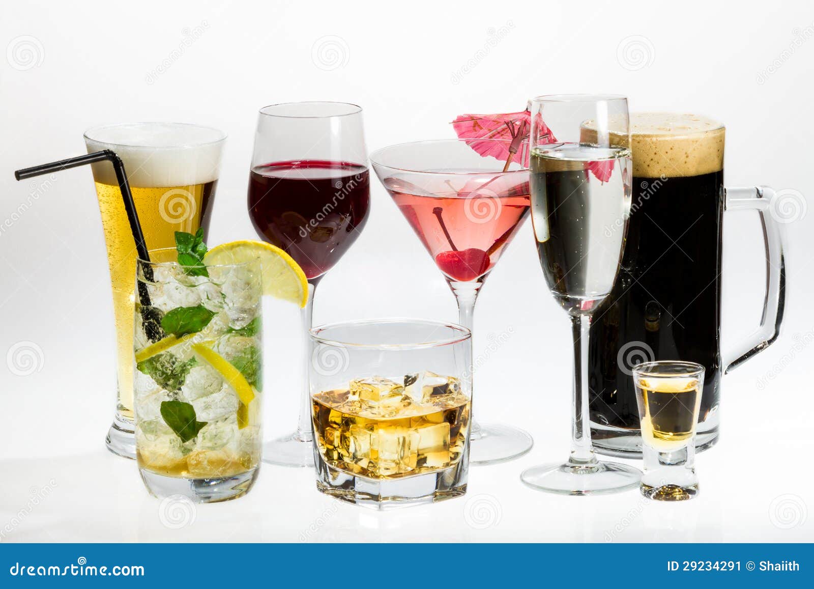 Various types of alcohol stock image. Image of reflection - 29234291