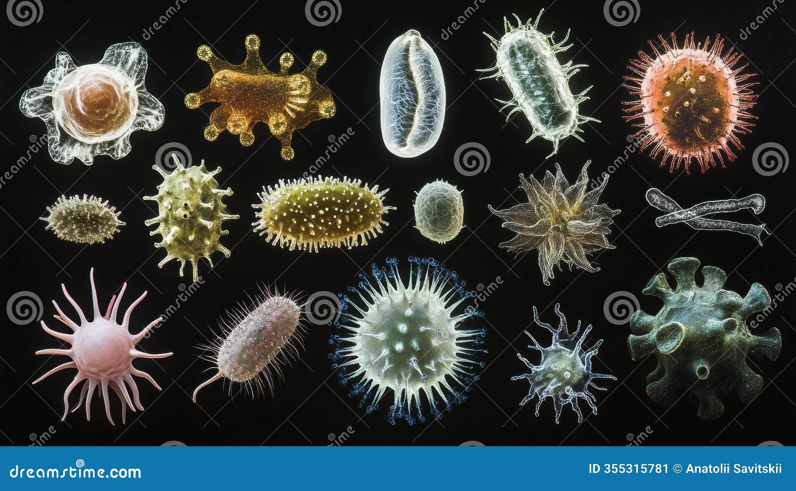 Diverse Forms of Evolving Bacteria Showcasing Unique Shapes and Colors ...