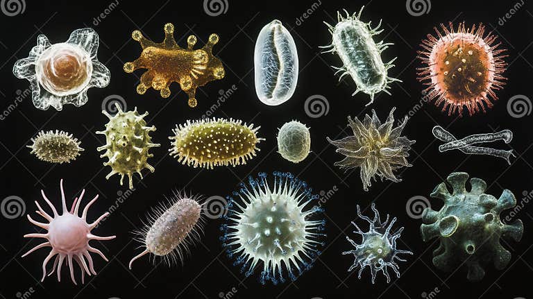 Diverse Forms of Evolving Bacteria Showcasing Unique Shapes and Colors ...