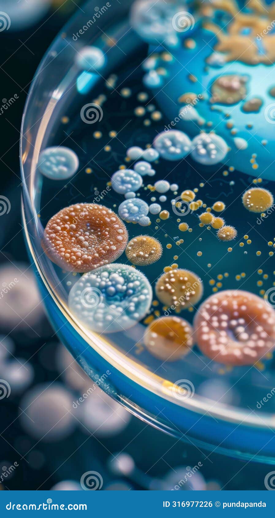 Various Types of Bacteria in a Petri Dish Under a Microscope Stock ...