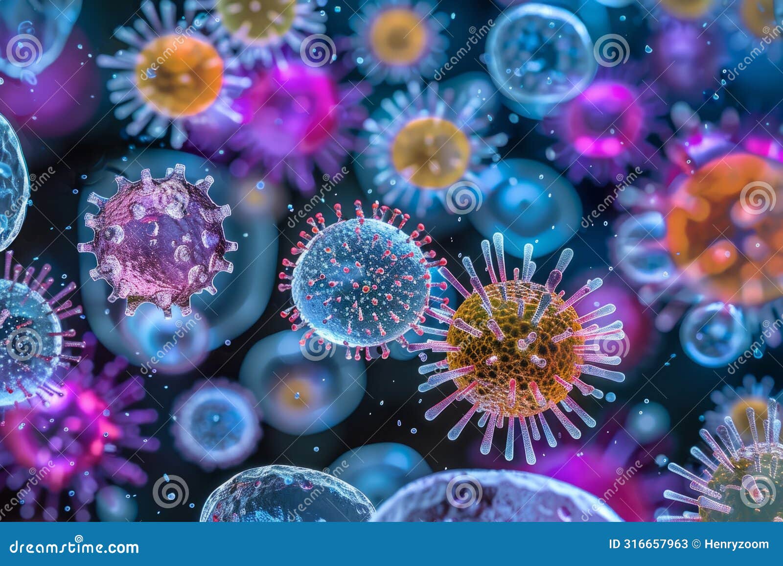 Various Types of Bacteria Under a Microscope Stock Image - Image of ...