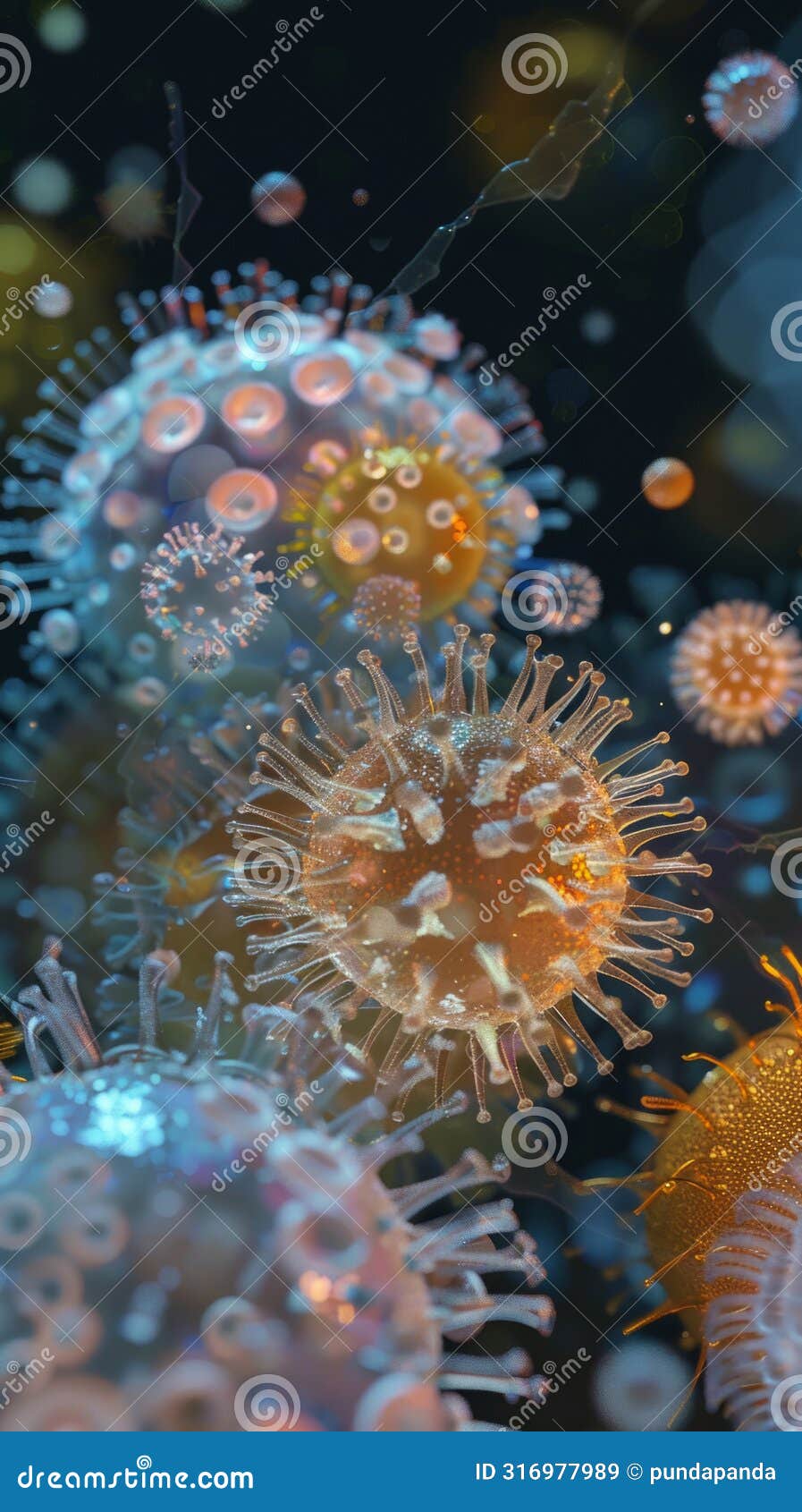 Various Types of Bacteria Under a Microscope Stock Image - Image of ...