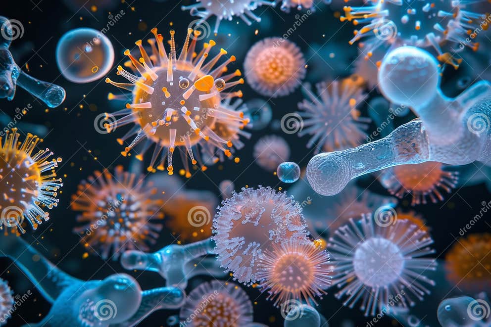 Various Types of Bacteria Under a Microscope Stock Image - Image of ...