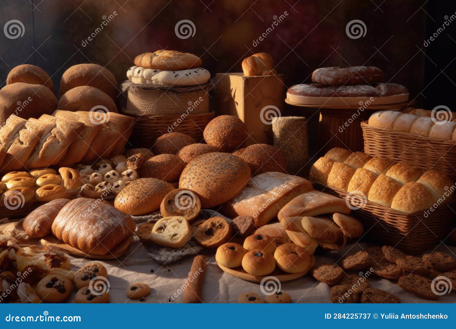Various Types of Bakery Products. Stock Illustration - Illustration of ...