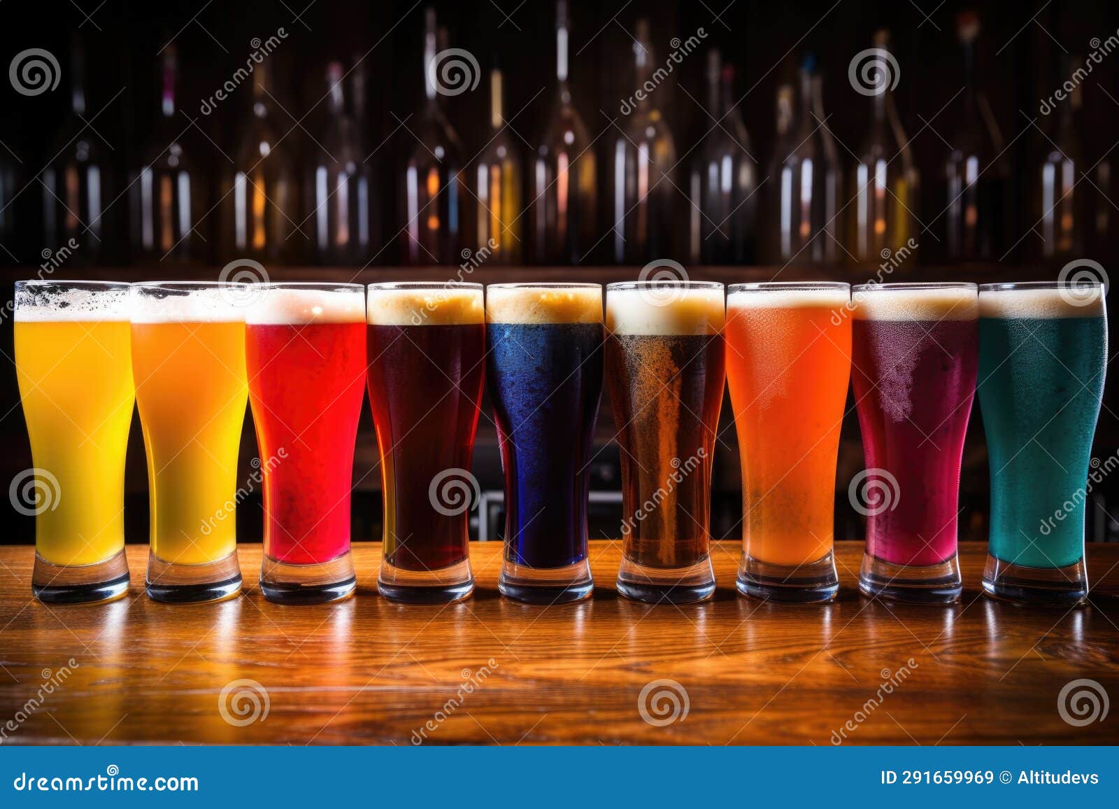 Various Types of Beer in an Array of Colors Stock Image - Image of ...