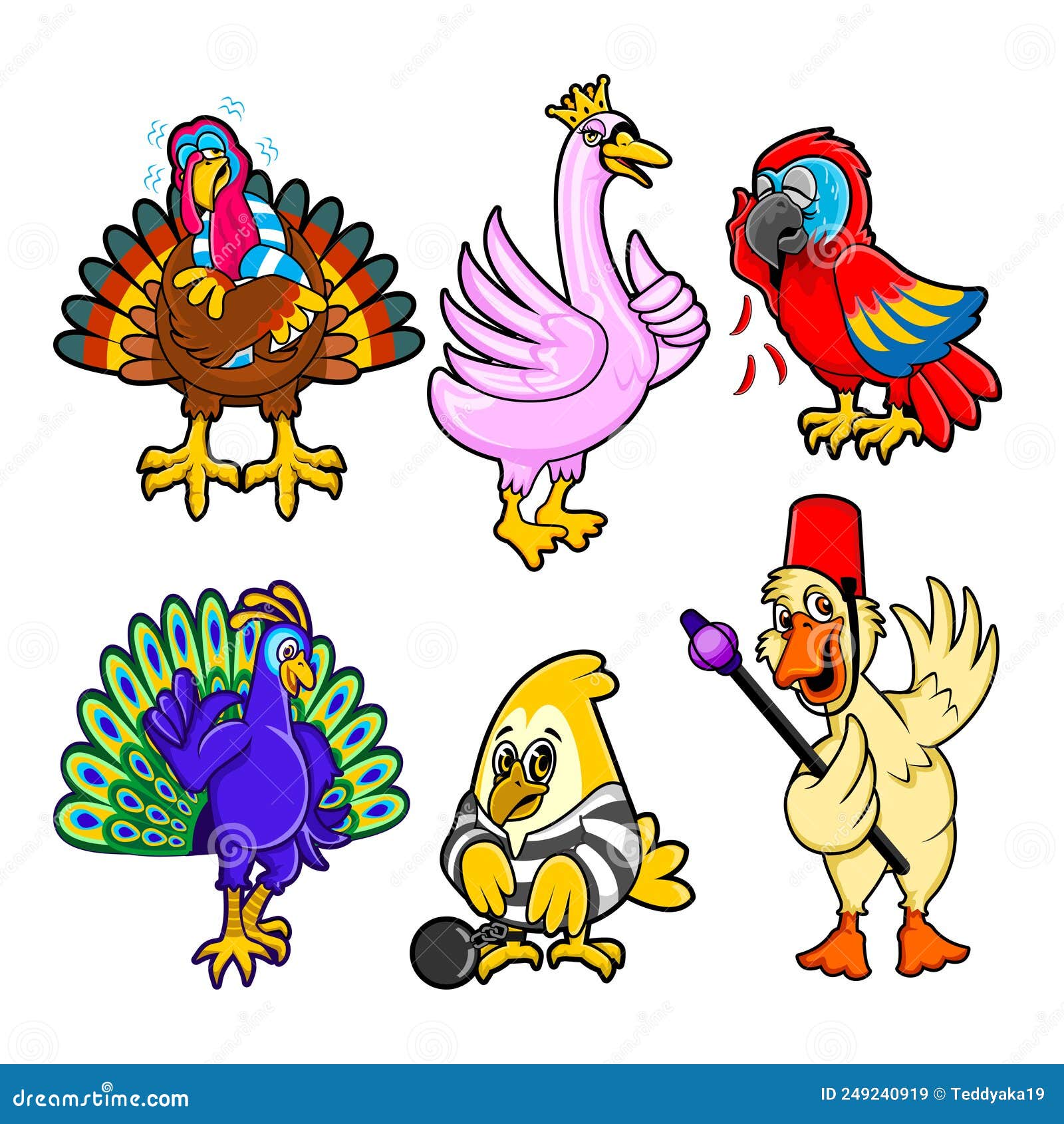 Various Types of Bird Mascots with Various Expressions Stock Vector ...