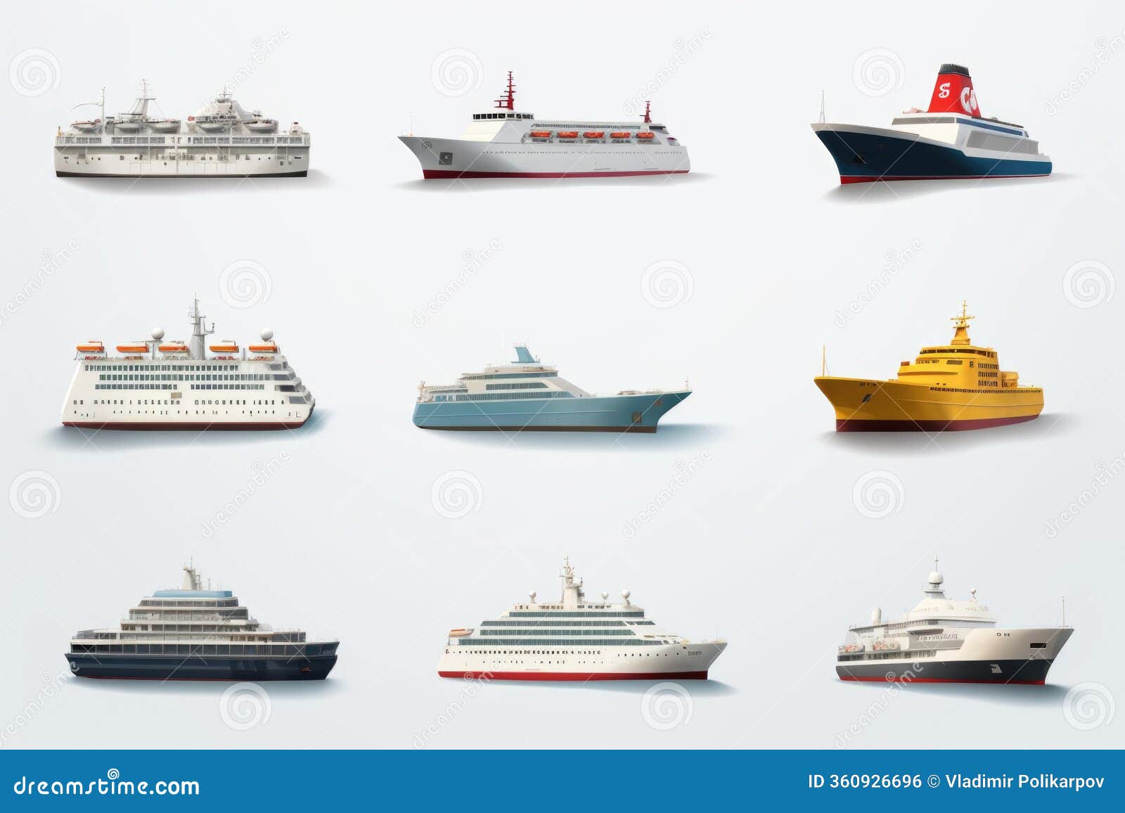 Various Types of Boats on a Plain White Backdrop. Ideal for Nautical ...