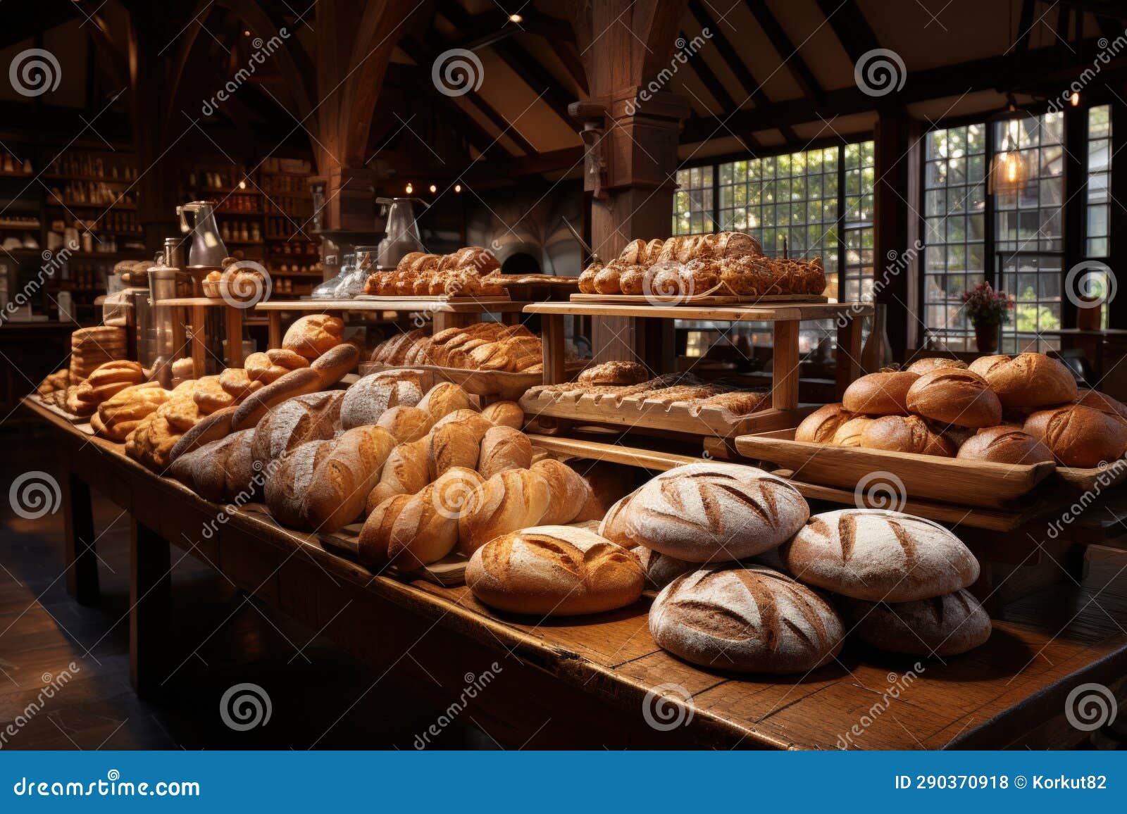 Various Types of Bread in a Bakery Shop Stock Illustration ...