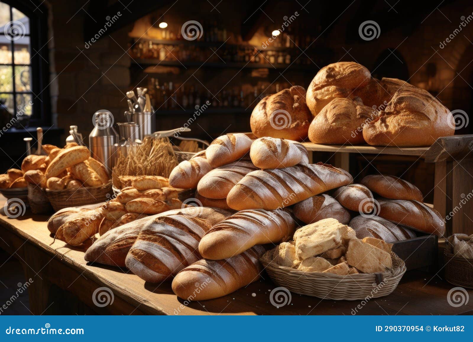 Various Types of Bread in a Bakery Shop Stock Illustration ...