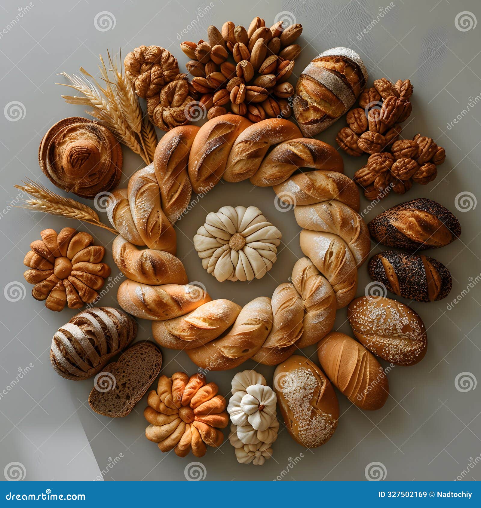 Various Types of Bread Encircle Each Other in a Display of Culinary ...