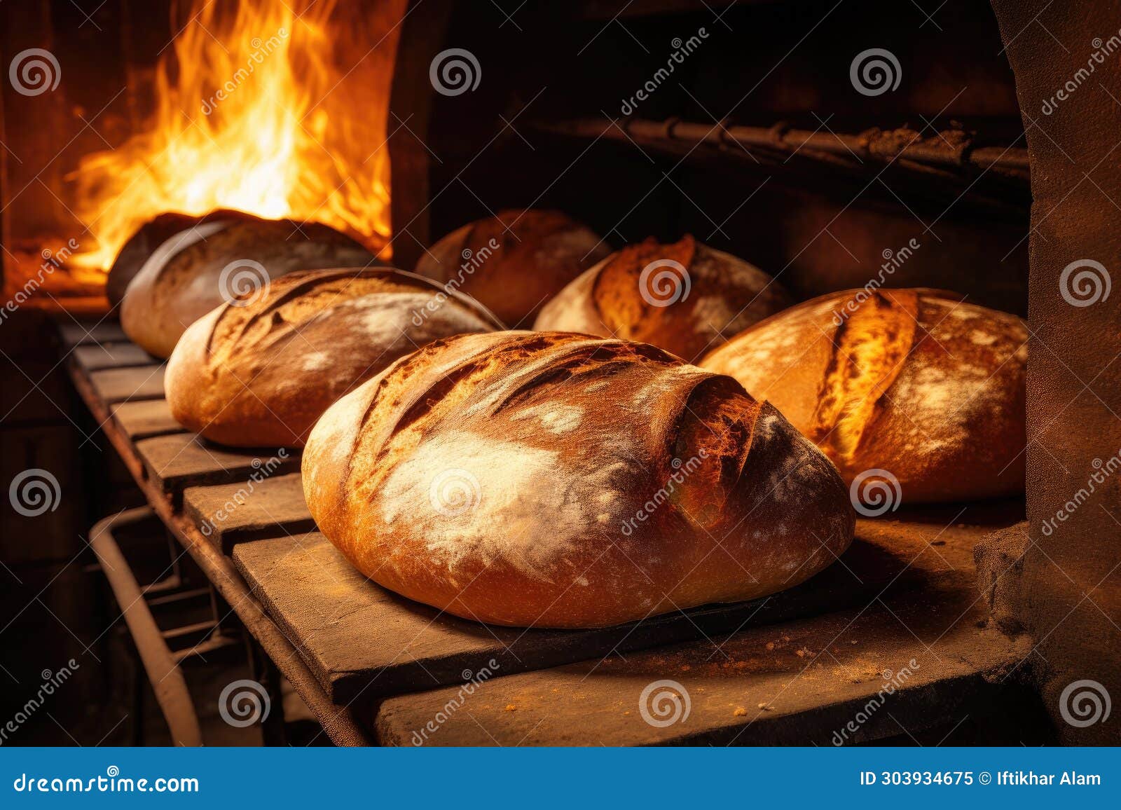 Various Types of Bread Loaves Basking in the Warmth of a Crackling Fire ...